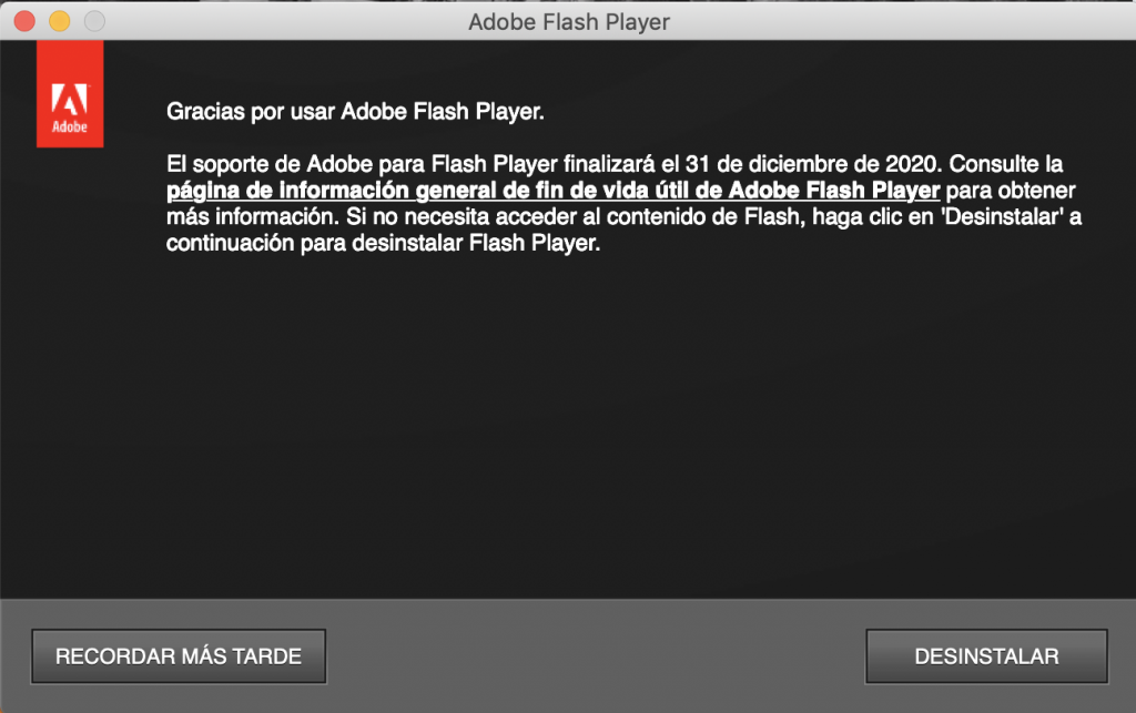 Flash player se despide – Paginas web de Alto impacto